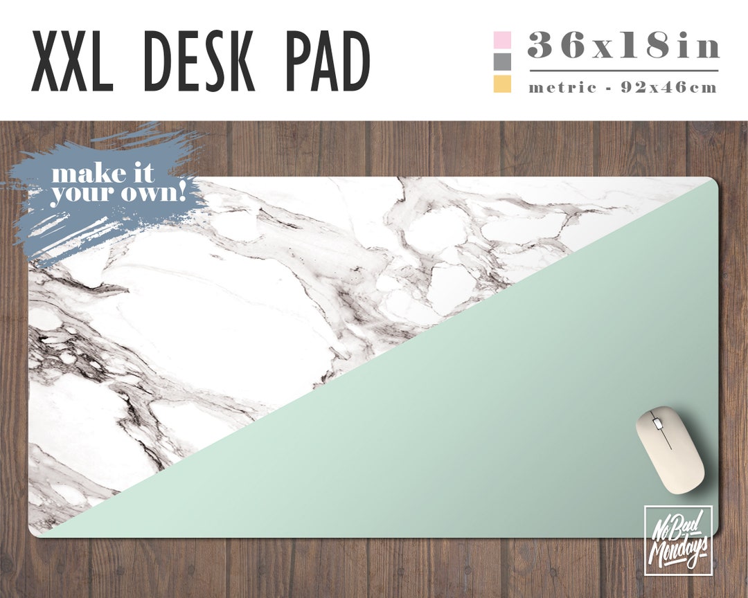 Paint Dipped White Marble Desk Pad 36x18" Extra Large Mouse Pad, Desk ...