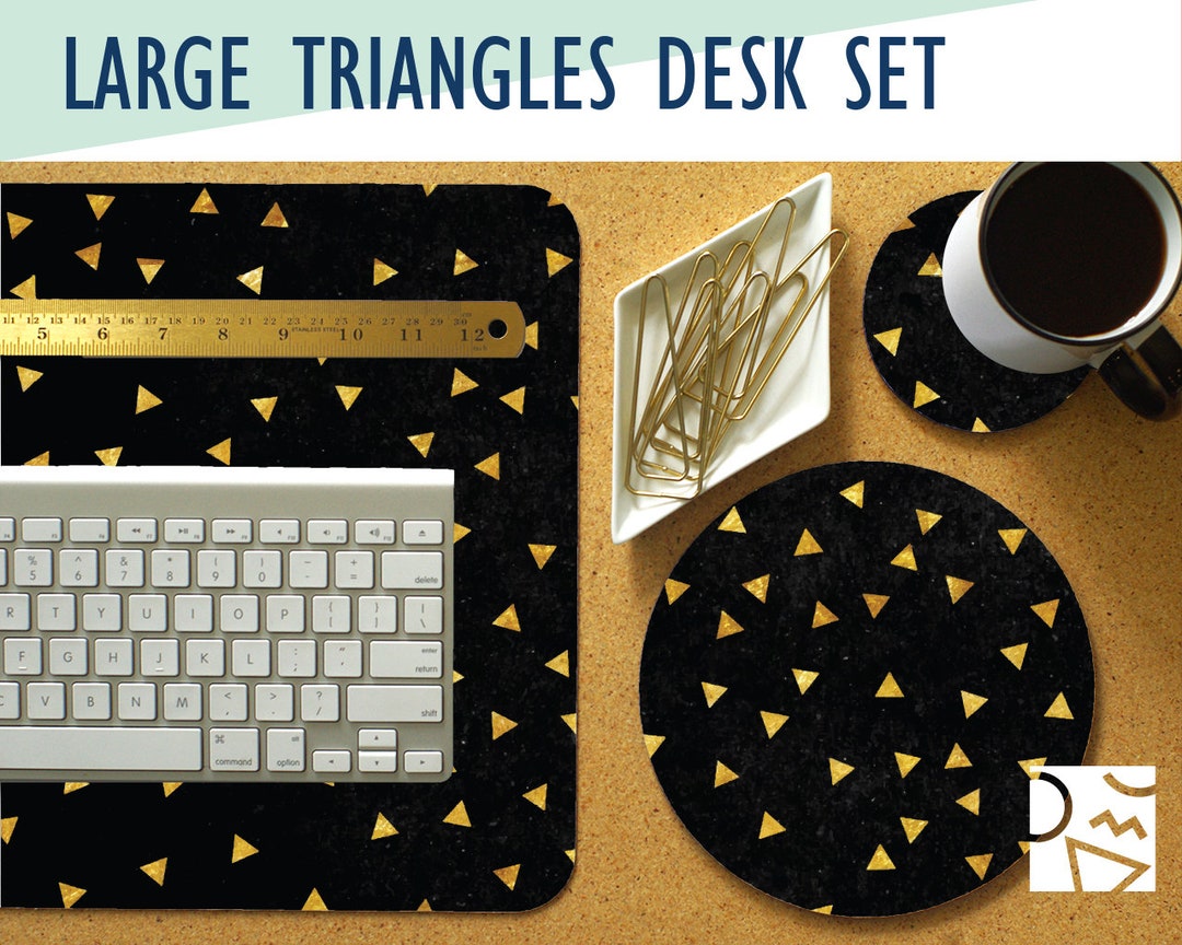 Gold Triangles Desk Set, Mousepad & Coaster Set, Office Decor, Home ...