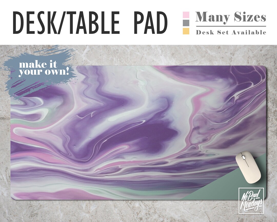 Purple Marble Pattern Print Desk Mat, Desk Set, Home Office, Office ...