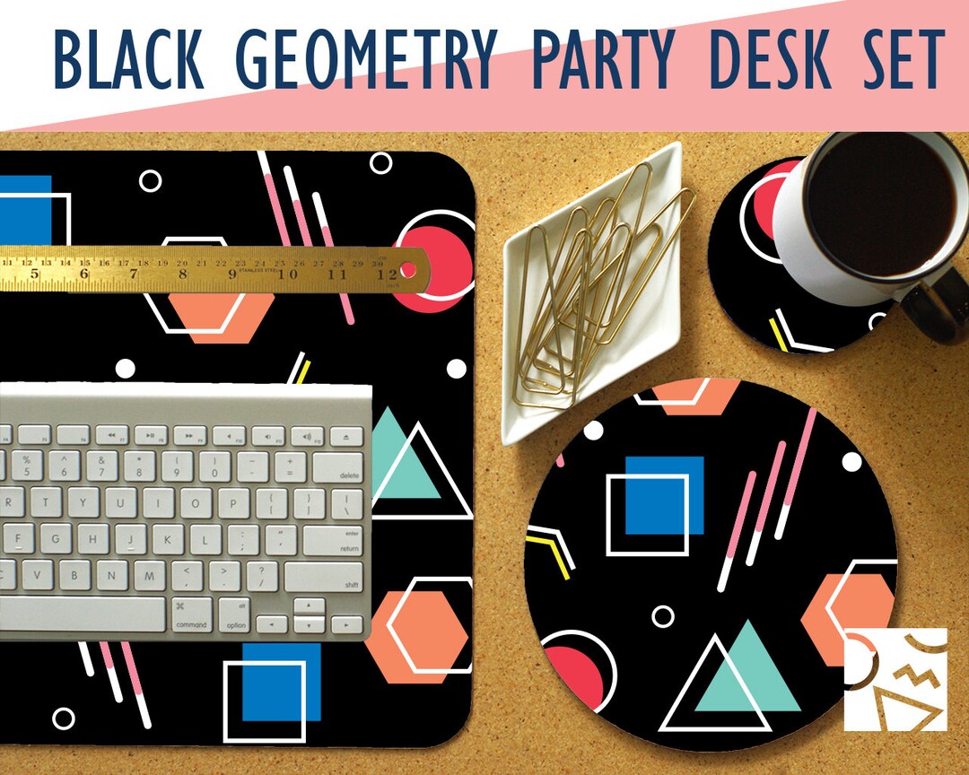 Black Geometry Desk Mat Set, Fade-proof Office Decor - Etsy