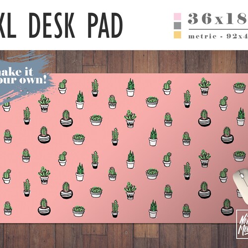 Tiny Cacti Print Desk Mat Mouse Pad & Coaster Set Choose - Etsy