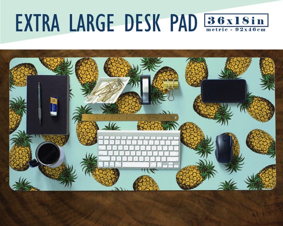 Pineapple Print Extra Large Desk Pad with Available Custom | Etsy