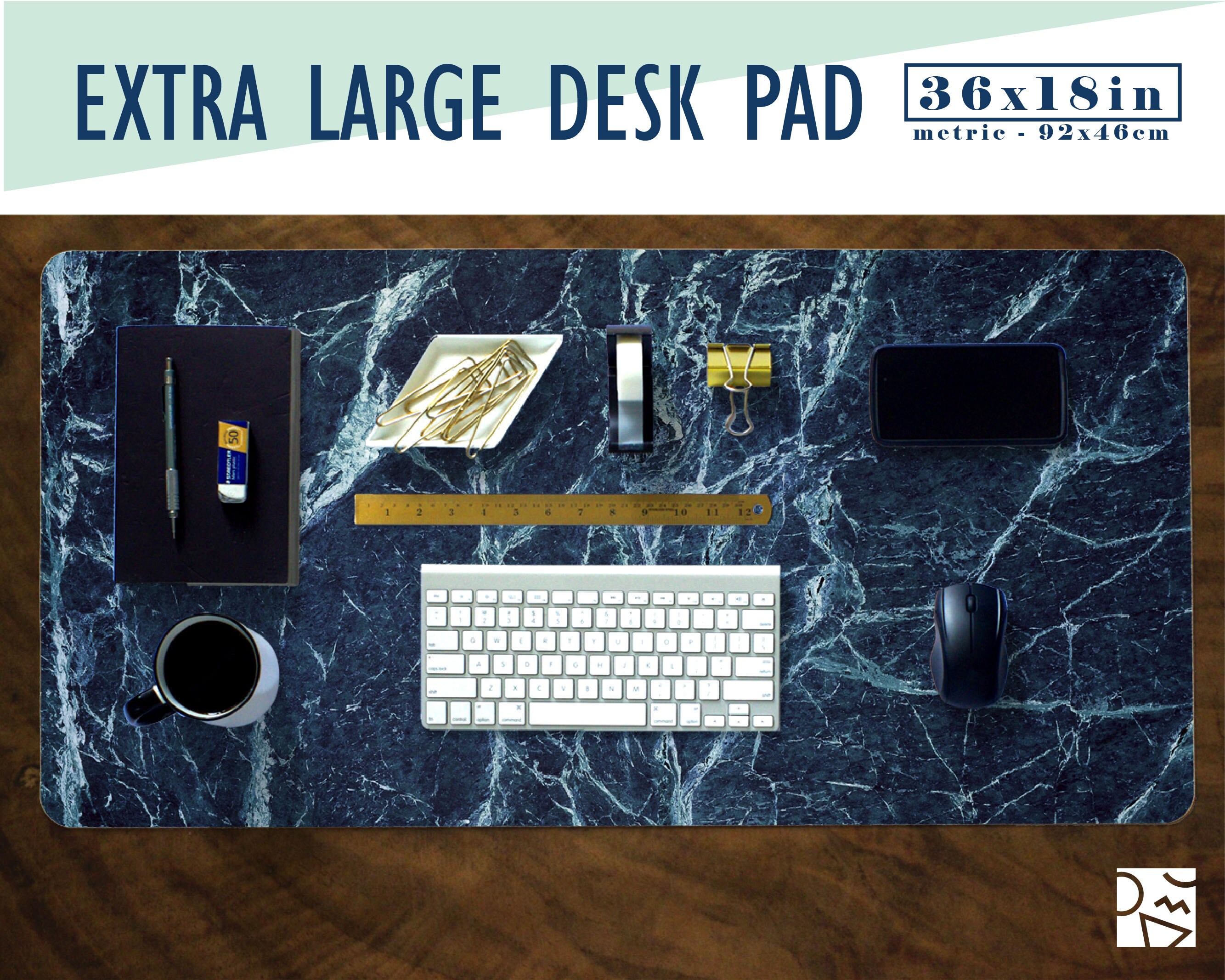 Blue Marble Print Extra Large Desk Pad with Available Custom | Etsy