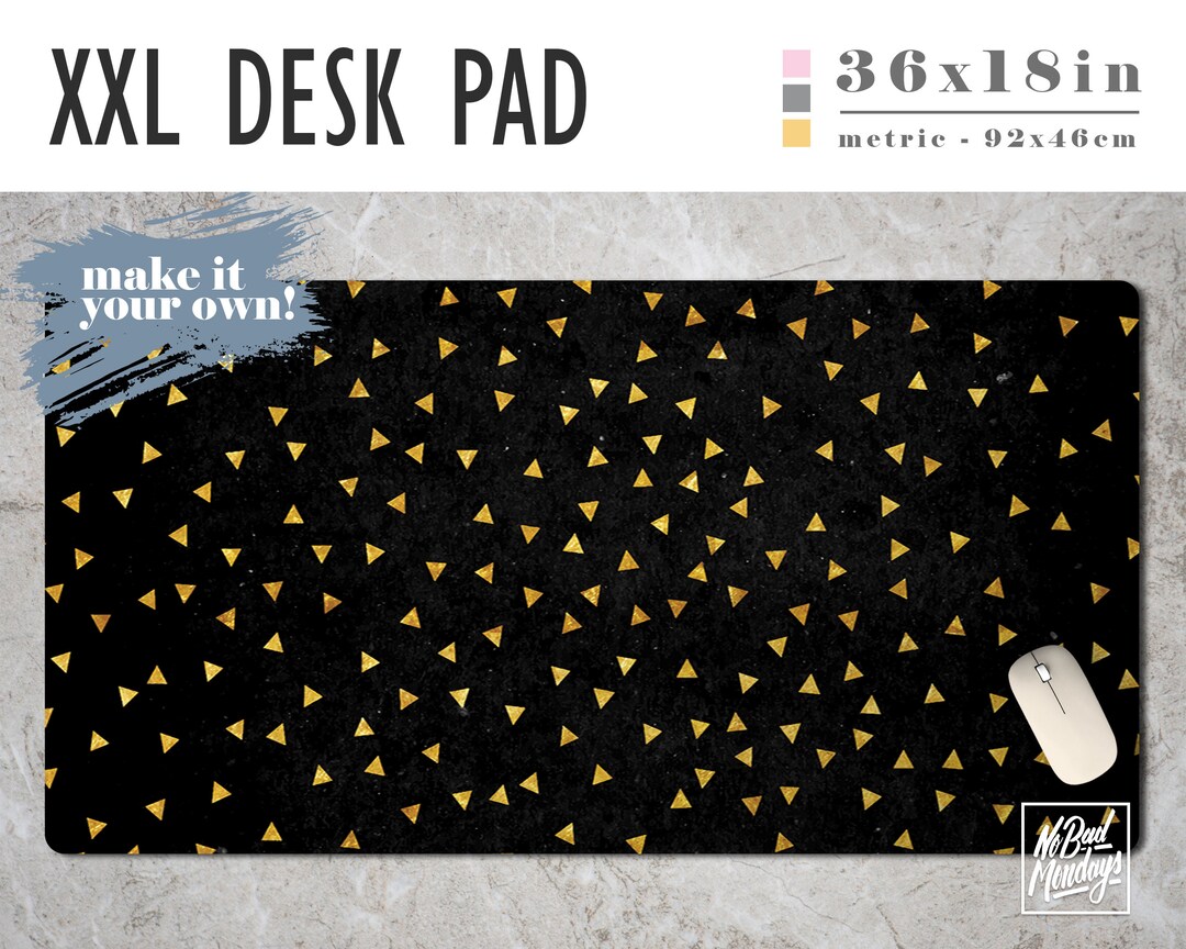 Gold Triangles Print Extra Large Desk Pad, Extended Mousepad - 36x18in ...
