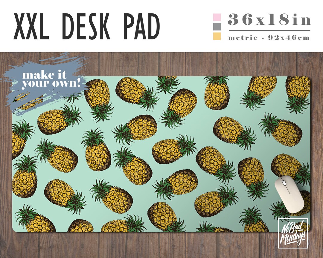 Pineapple Print Extra Large Desk Pad, Home Office, Office Decor, Trendy ...