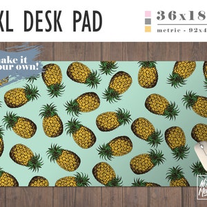 Pineapple Print Extra Large Desk Pad, Home Office, Office Decor, Trendy ...