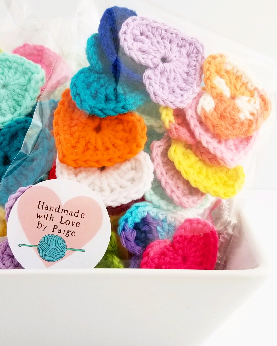 Variety Colored Pack of Mini Crocheted Hearts Gift Embellishment Card ...