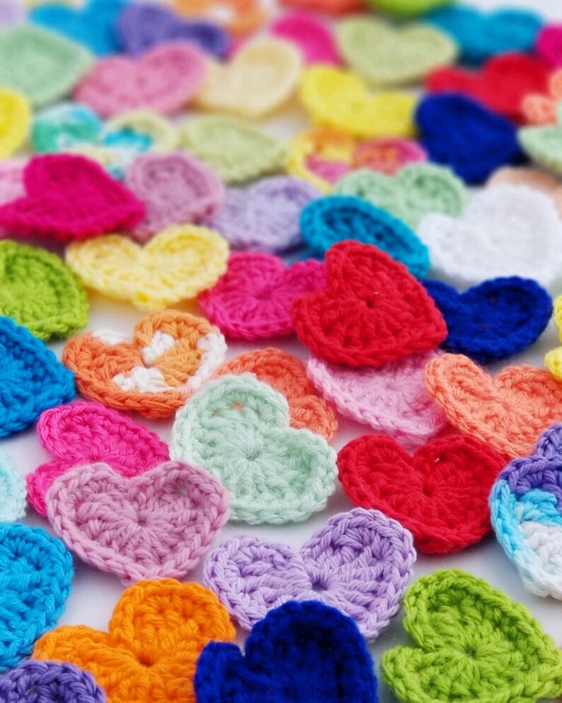 Variety Colored Pack of Mini Crocheted Hearts Gift Embellishment Card ...