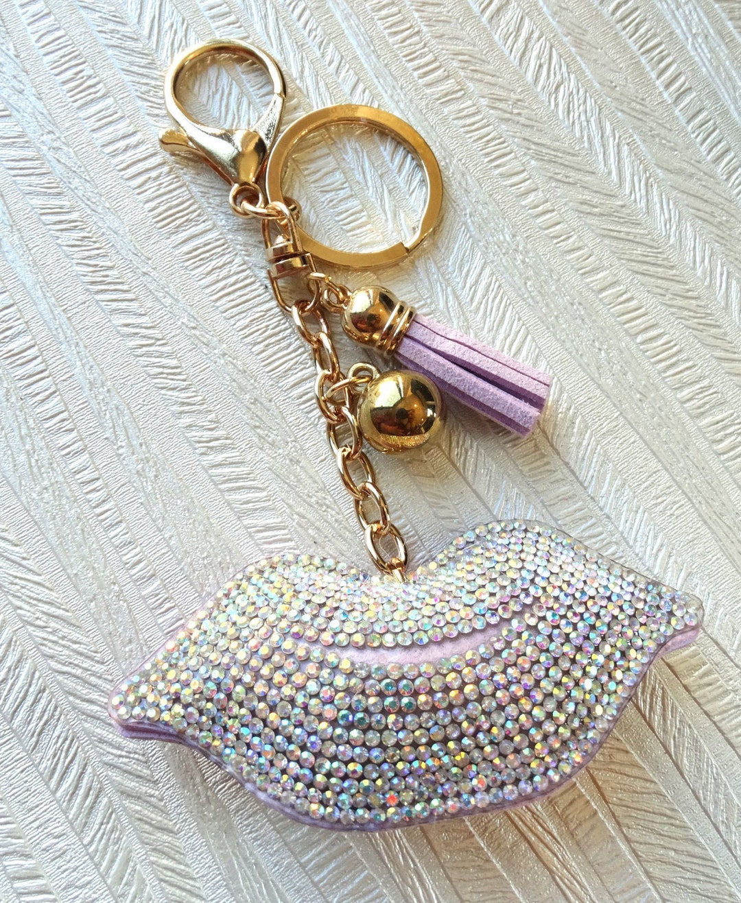 Rhinestone & Tassel Lip Keychain - Etsy