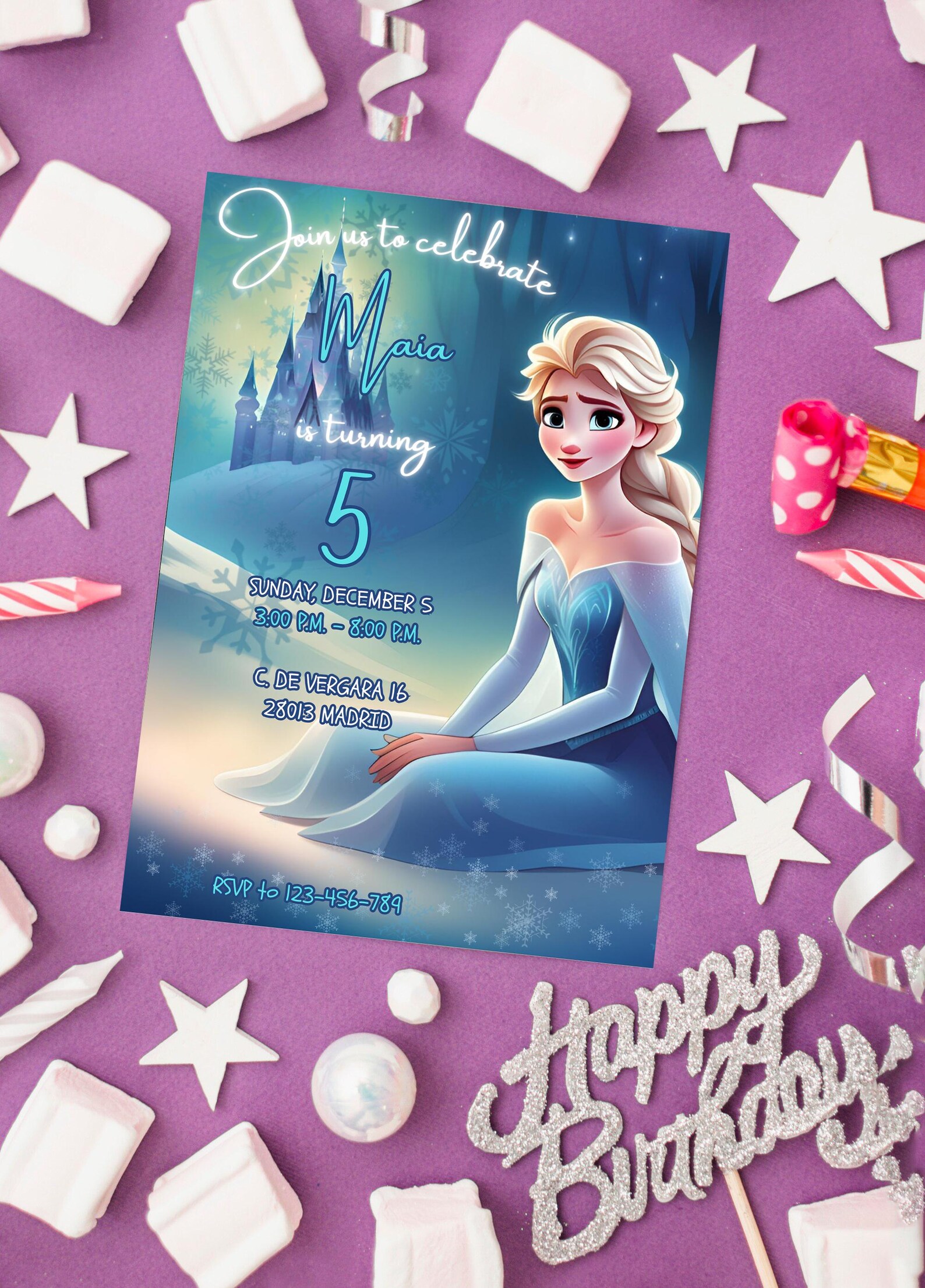 Editable Frozen Birthday Invitation Elsa Frozen Invitation Elsa ...