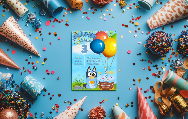 Editable Bluey Birthday Invitation, Bluey Invitation Template, Digital ...