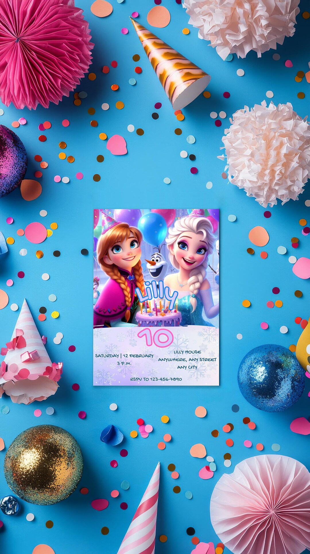 Elsa and Ana Birthday Invitation: Printable & Editable Template ...