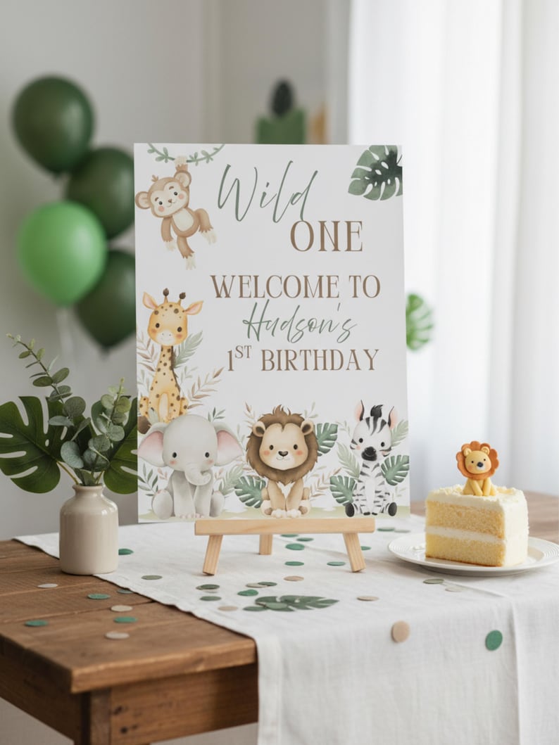 Wild One Safari 1st Birthday Bundle, Jungle First Birthday Invitation ...