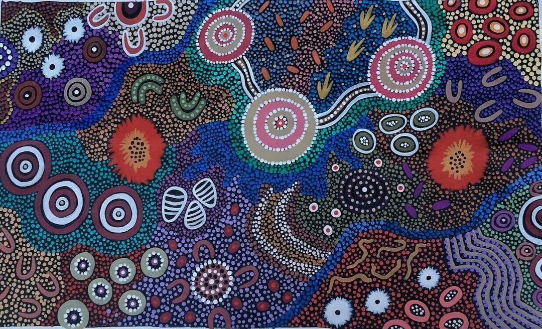 ABORIGINAL PAINTING "meeting Place" Beautiful Art on Canvas by Pati COA ...