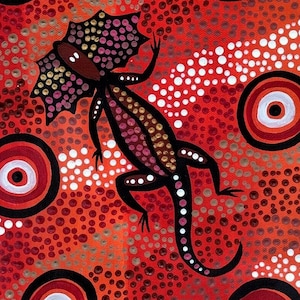 New Aboriginal Painting Frill Neck Lizard Original Design on Canvas COA ...