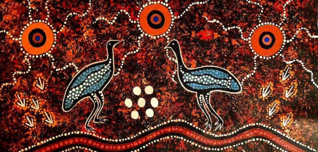 Aboriginal Emu Painting: Hand-painted Canvas Art (60x30 Cm) - Etsy