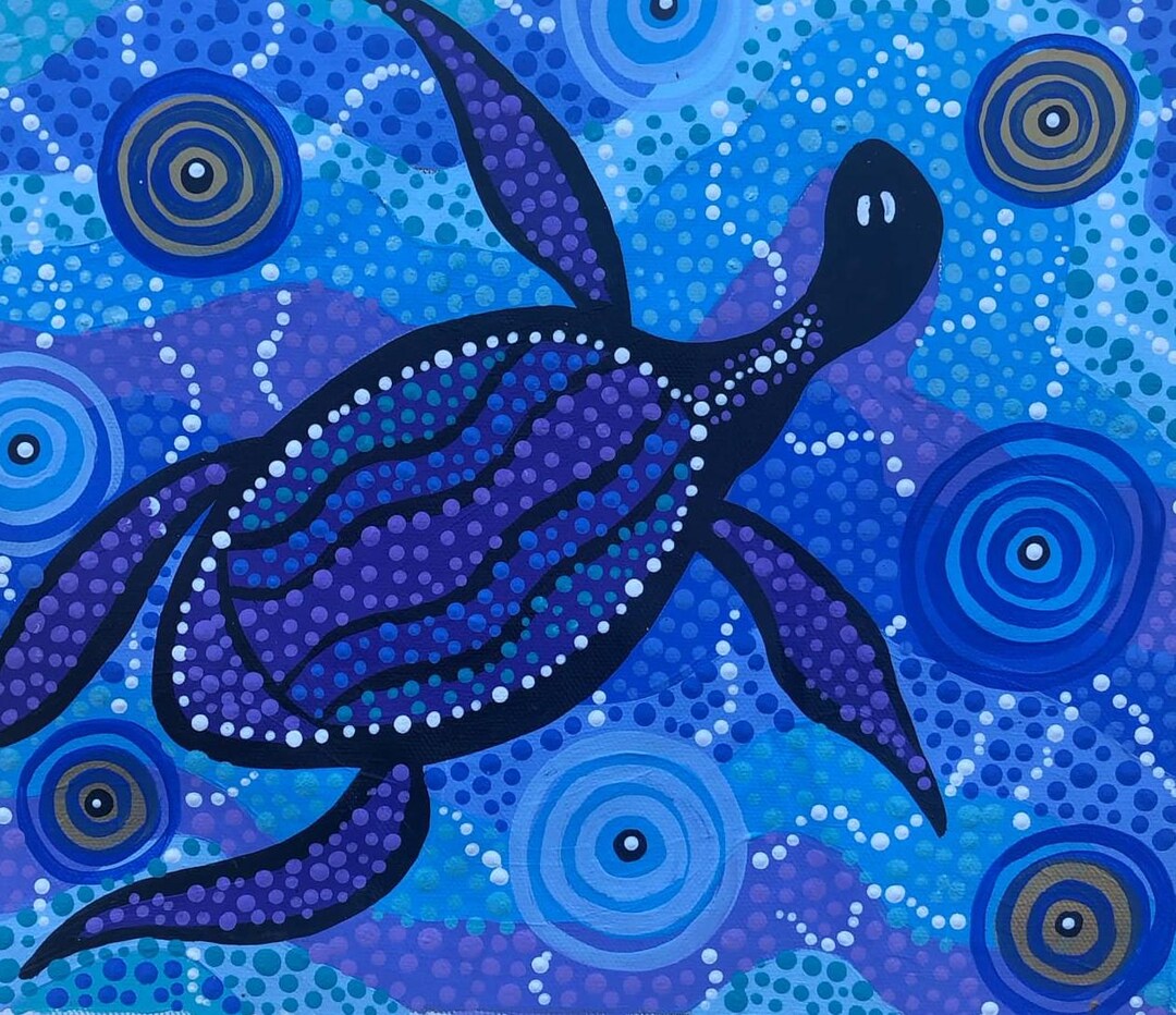 New Aboriginal Art on Canvas Turtle Dreaming Acrylics on Canvas Comes ...