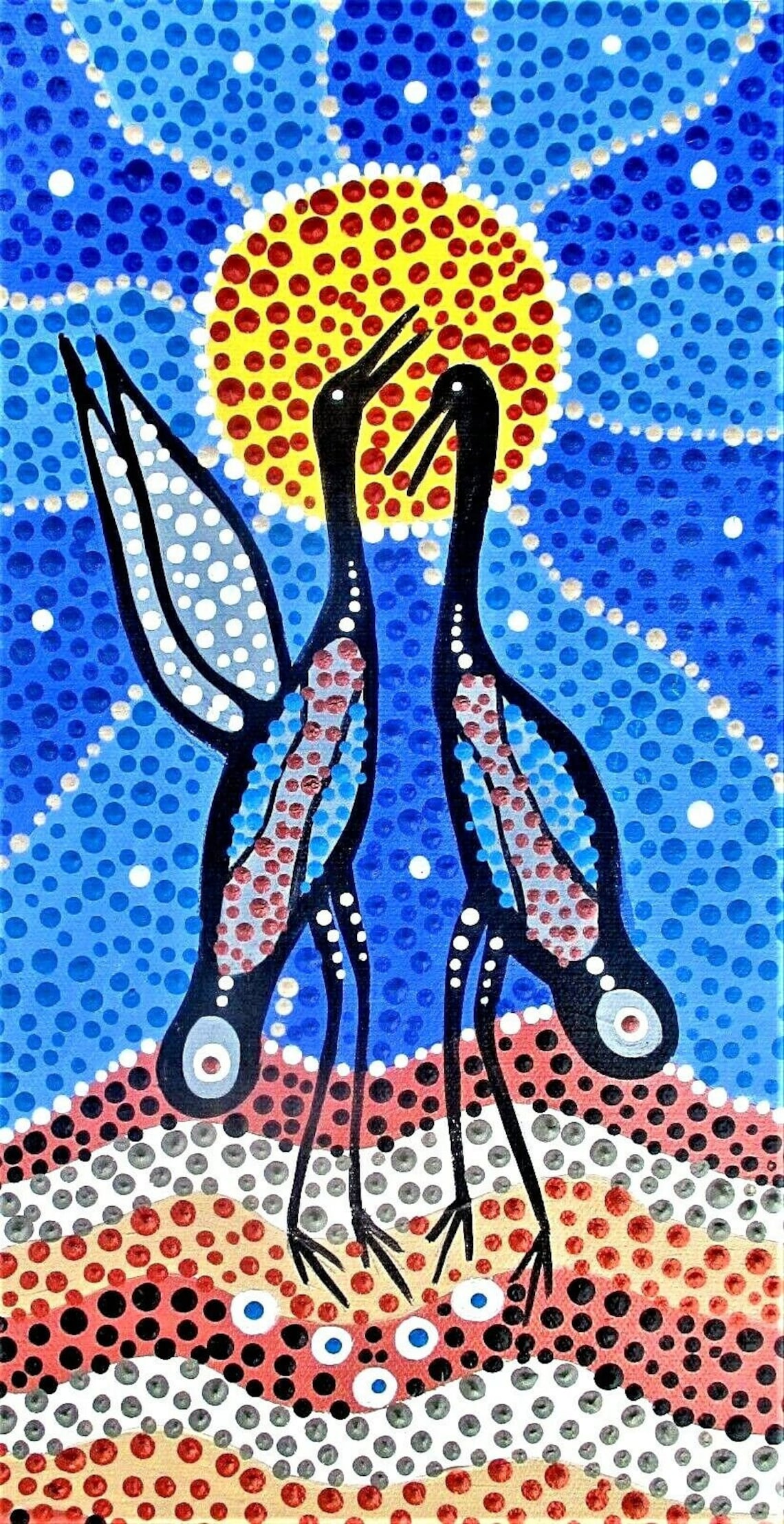Stunning aboriginal painting Brolga Dance on | Etsy