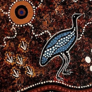 Aboriginal Emu Painting: Hand-painted Canvas Art (60x30 Cm) - Etsy