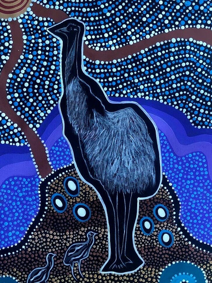 New Aboriginal Emu Painting Original Design Hand Painted on Canvas COA ...