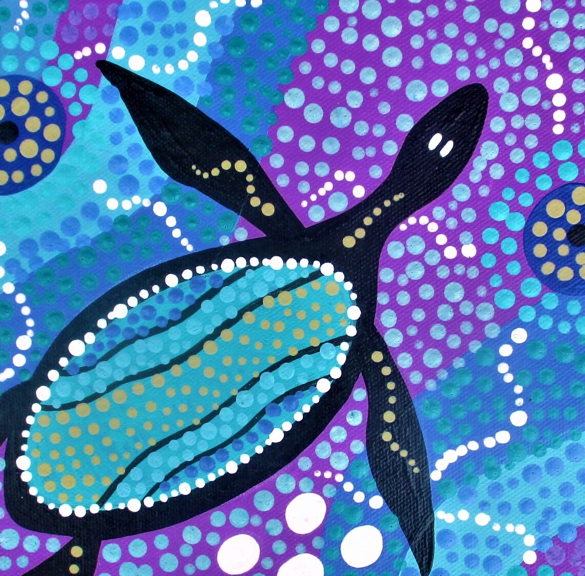 New Stunning Aboriginal Art on Canvas dreamtime Turtle in Acrylics COA ...
