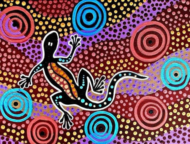 New Aboriginal Painting gecko Spirit Stunning Art on Canvas by Pati COA ...