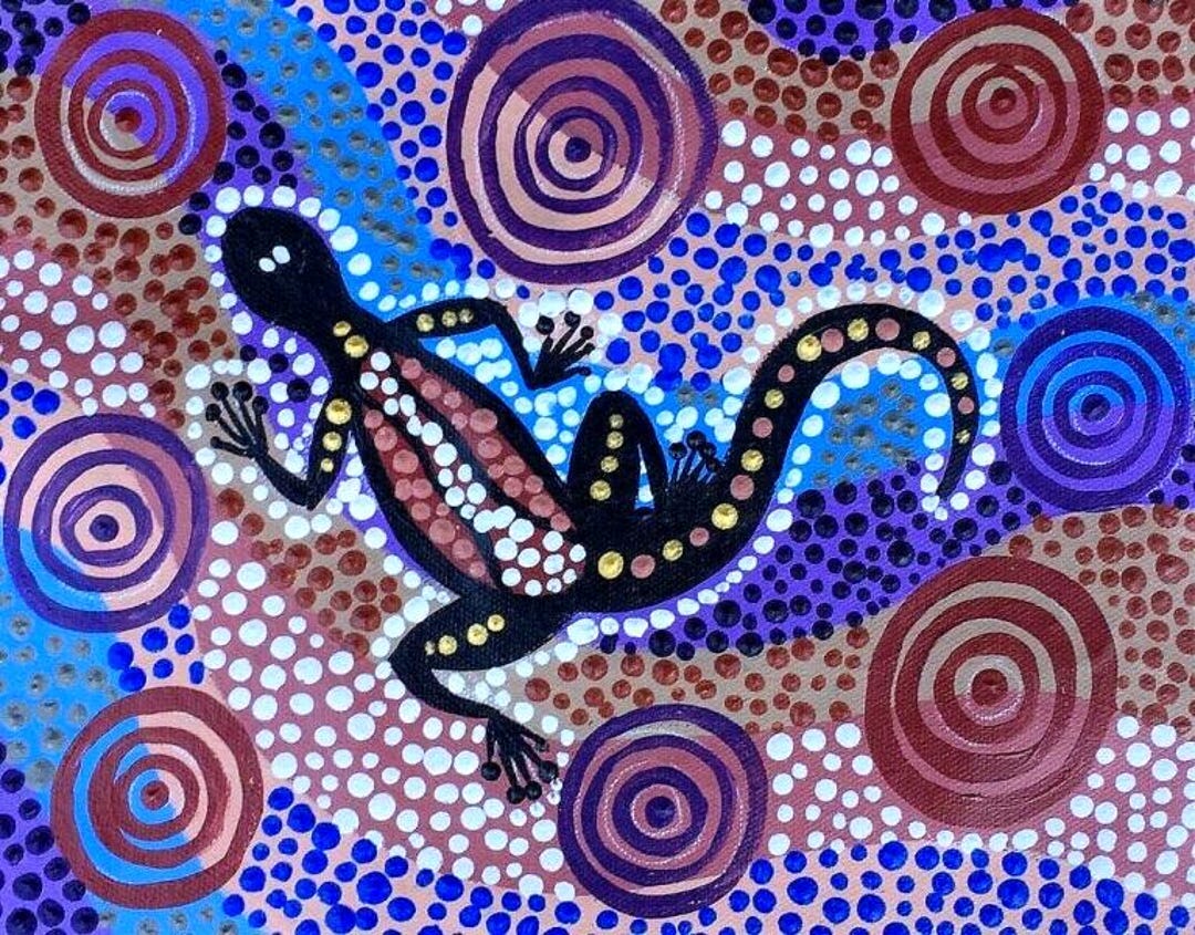 New Aboriginal Painting Gecko Spirit Acrylics on Canvas Comes With a ...