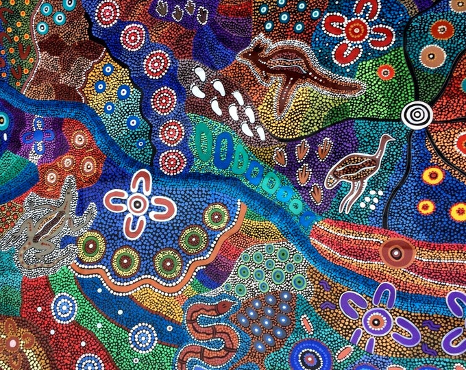 New Aboriginal Mural Painting "spirit Dreaming" Stunning Art on Canvas ...