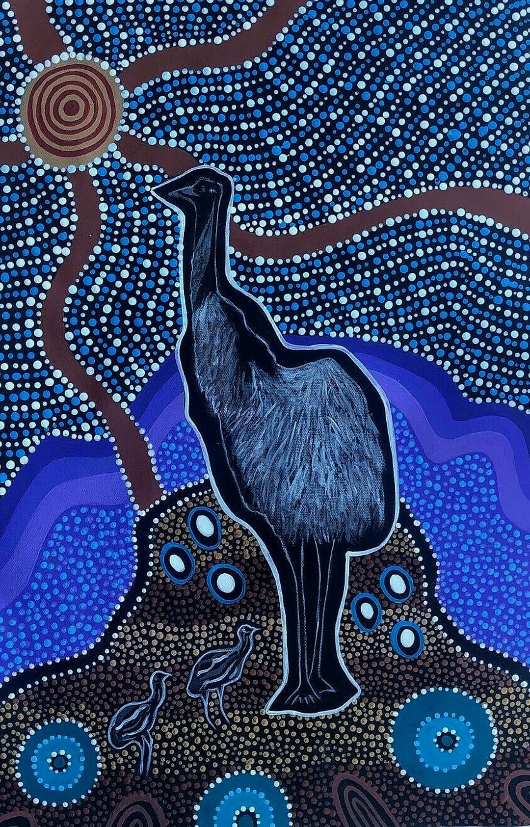 New Aboriginal Emu Painting Original Design Hand Painted on Canvas COA ...