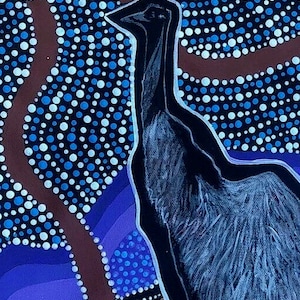 New Aboriginal Emu Painting Original Design Hand Painted on Canvas COA ...