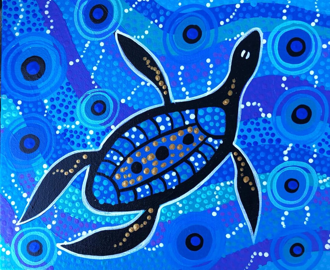 New Aboriginal Art on Canvas Turtle Dreaming Acrylics on Canvas Comes ...