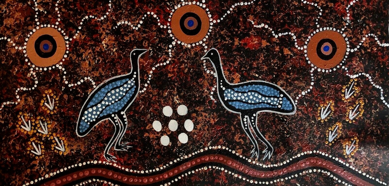 ABORIGINAL PAINTING emu Spirit Beautiful Art Hand Painted on Canvas Home Decor Gift Idea COA - Etsy