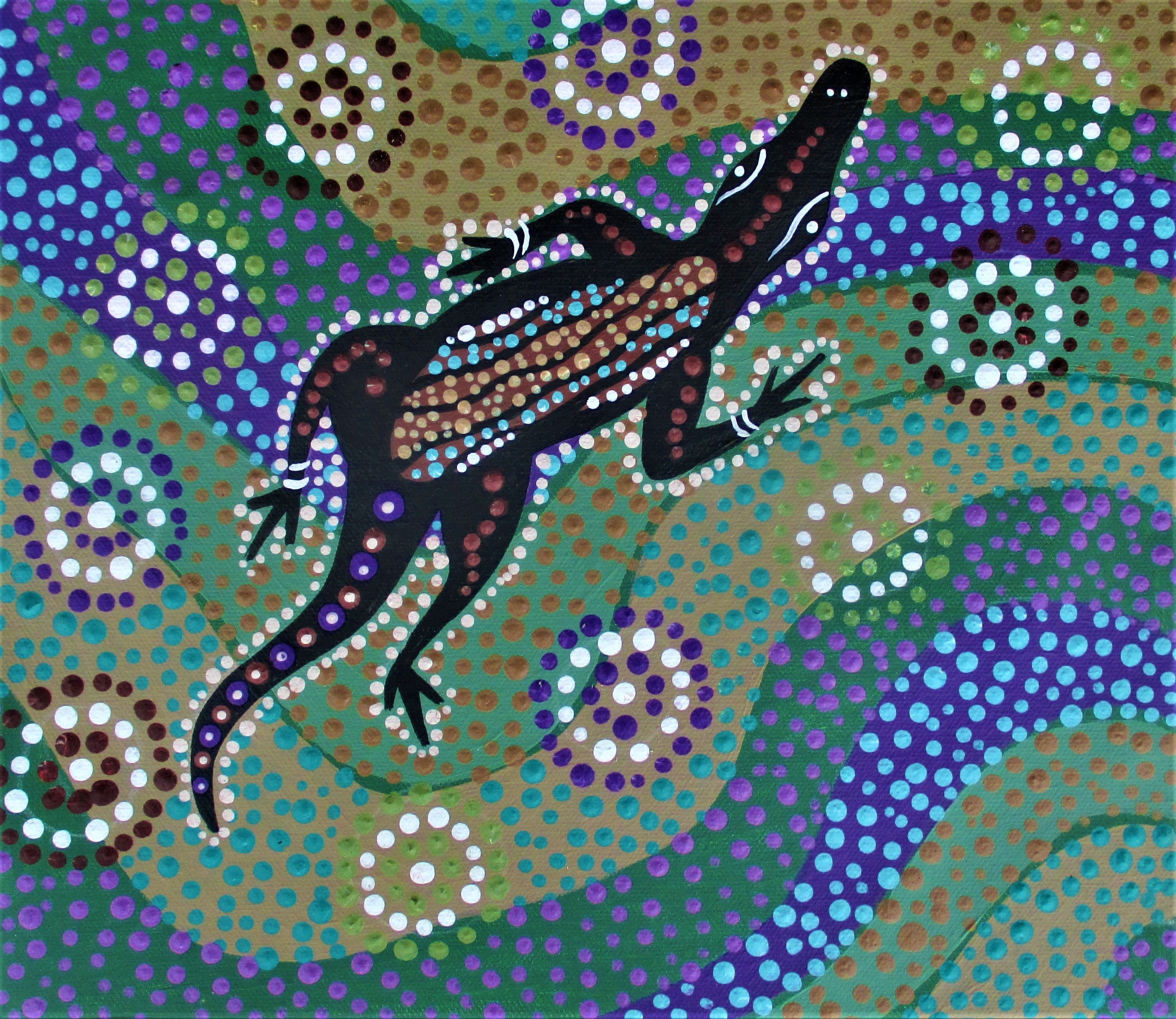 ABORIGINAL PAINTING crocodile Beautiful Art Hand Painted on Canvas by ...