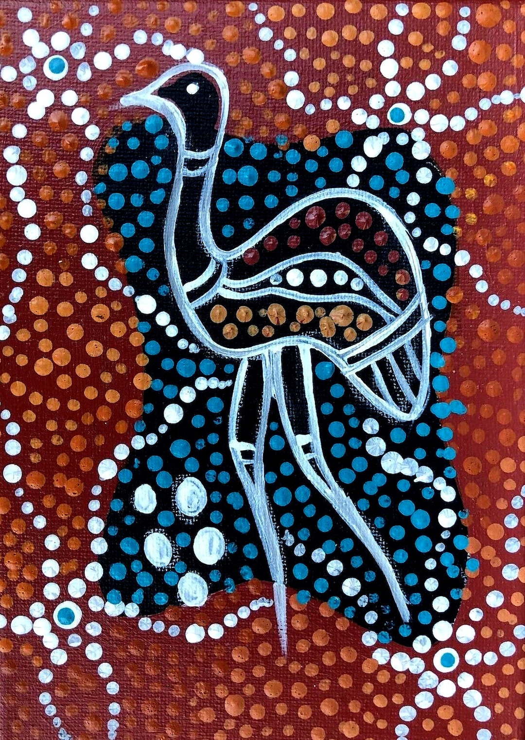New Beautiful Aboriginal Painting on Canvas Emu Dreaming Comes With a ...