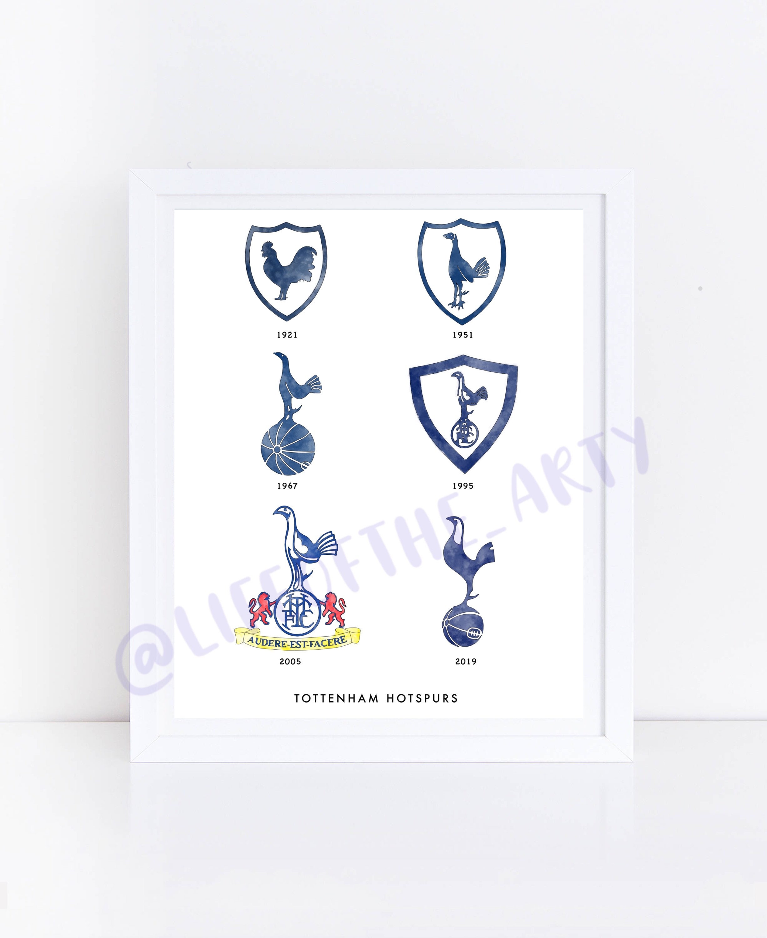 Tottenham Hotspur F.C. Logo Evolution Watercolor Print | Etsy