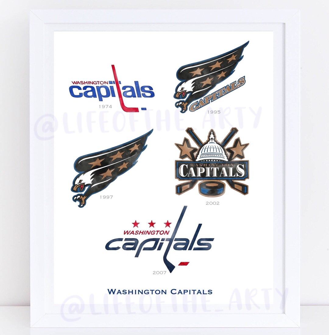 Evolution of Washington Caps Logos- Watercolor Print - Etsy