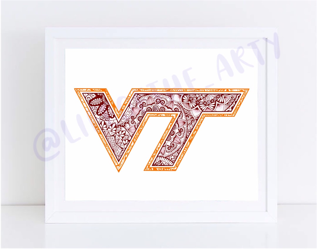 Hand-drawn VA Tech Logo Print - Etsy