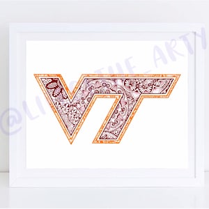 Hand-drawn VA Tech Logo Print - Etsy