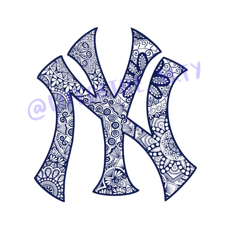 New York Yankees Logo Print Hand-drawn Detail - Etsy
