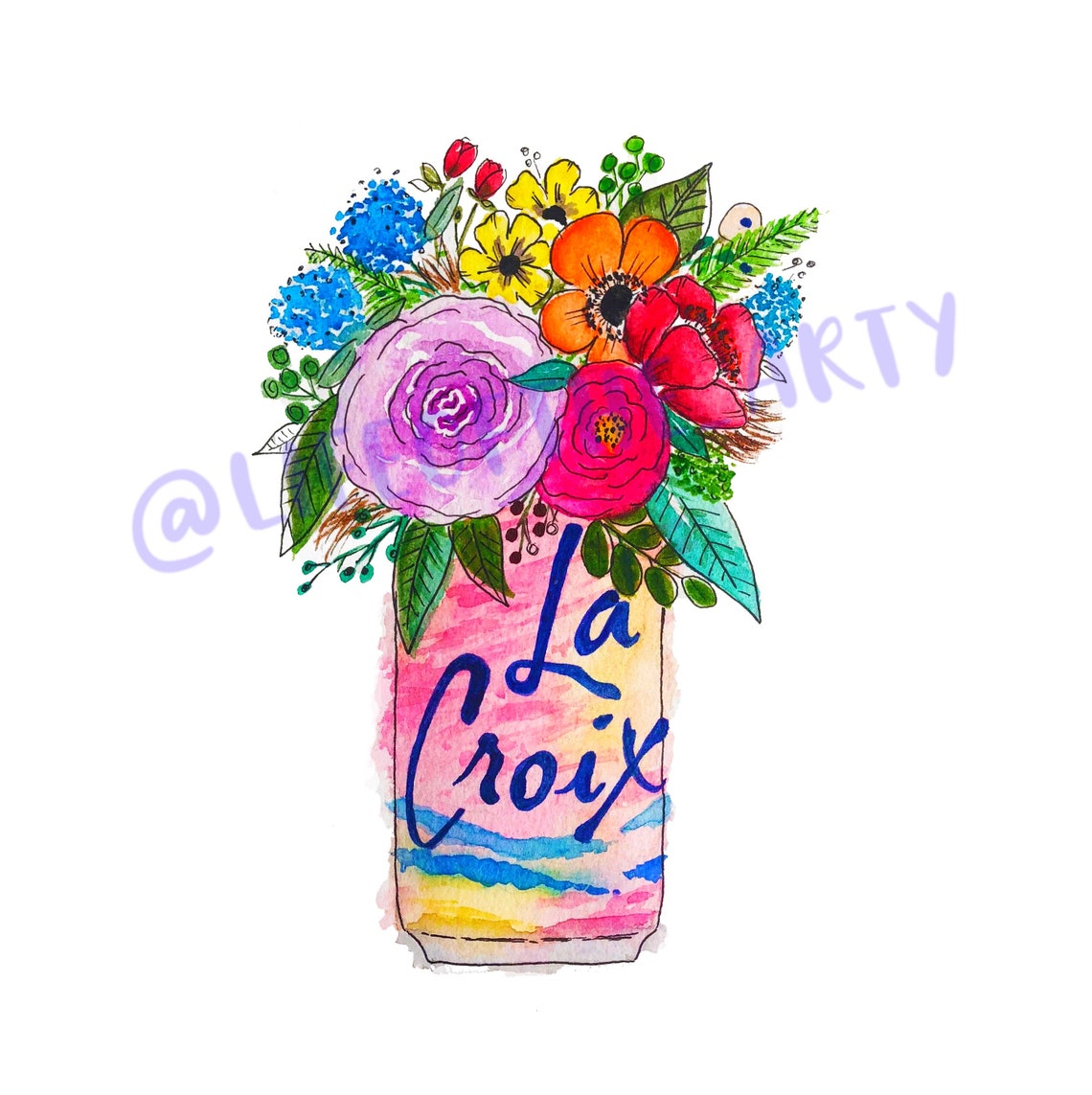 La Croix Floral Watercolor Print | Etsy