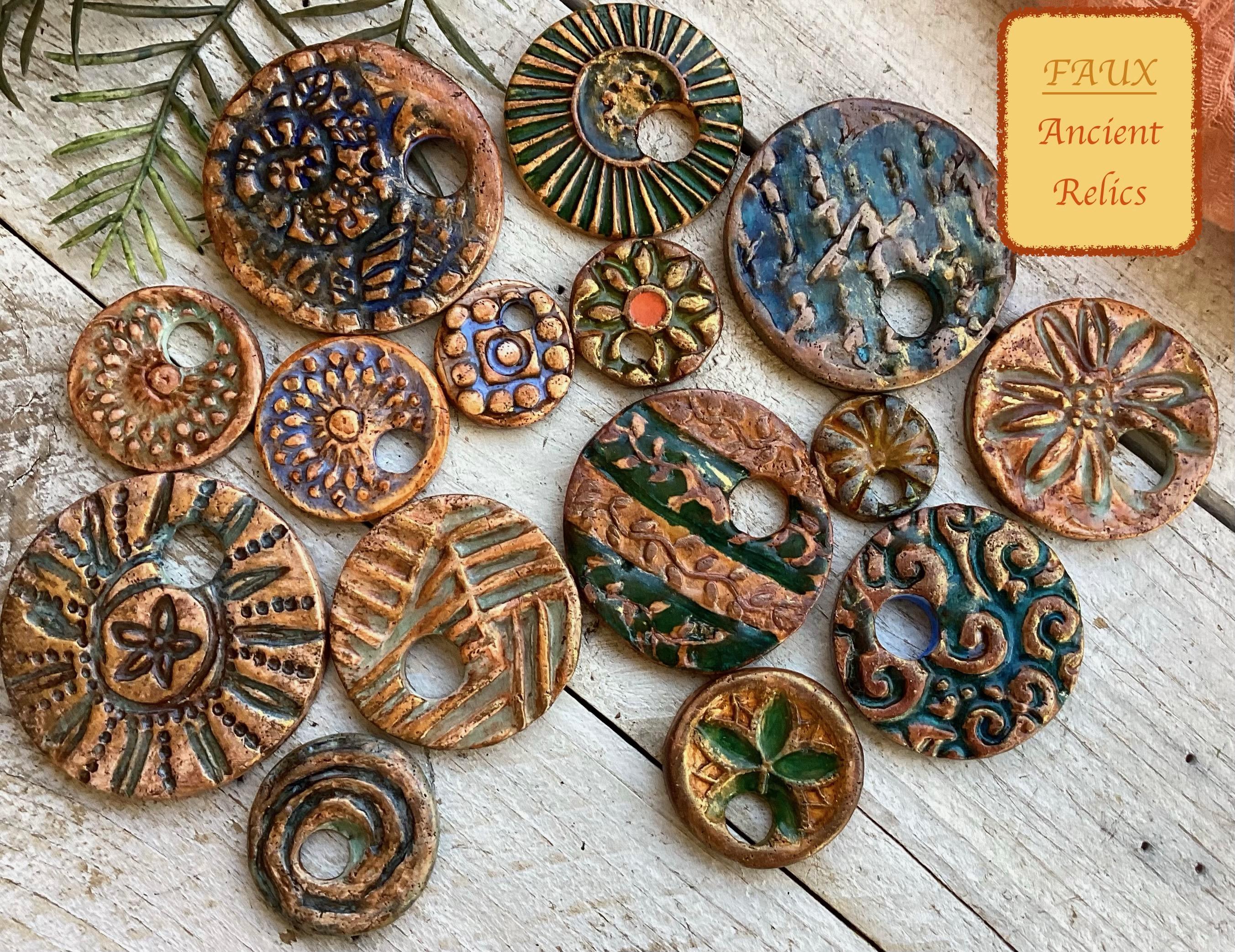 Handcrafted Faux Ancient Relic Beads: Rustic Polymer Clay Pendants - Etsy