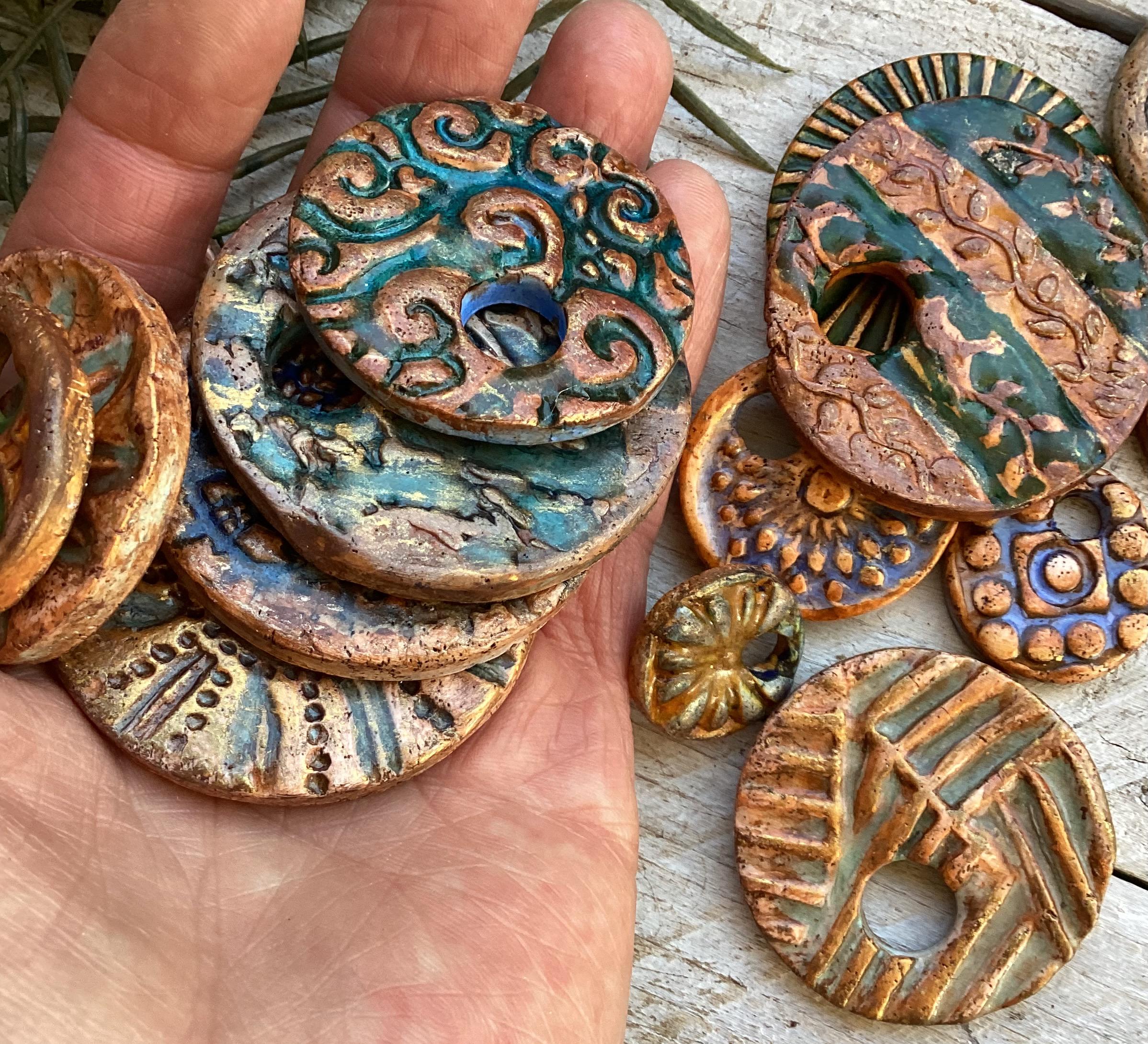 Handcrafted Faux Ancient Relic Beads: Rustic Polymer Clay Pendants - Etsy
