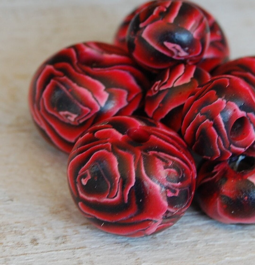 Red, Red Rose Beads Set of 8 - Etsy
