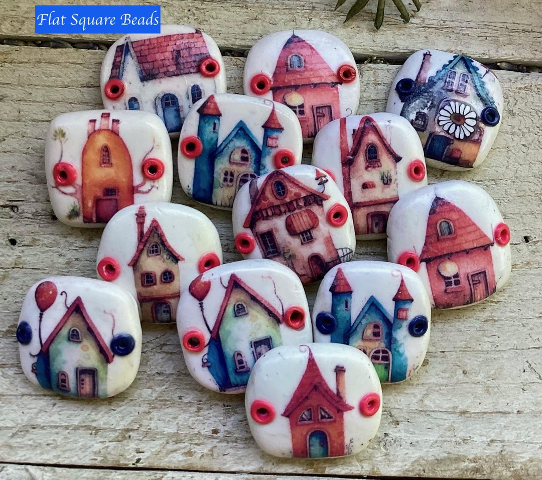 House Pendants: Polymer Clay Connector Beads for Earrings or Bracelets ...