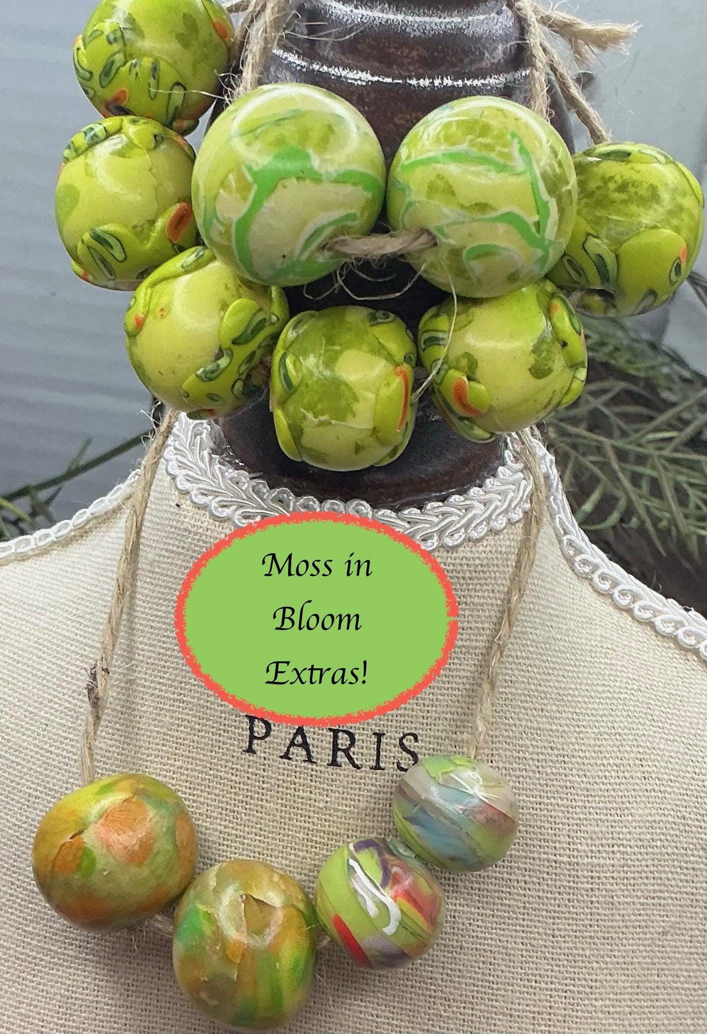 Moss in Bloom Series, the Beads.........pink Round and Tube Beads ...