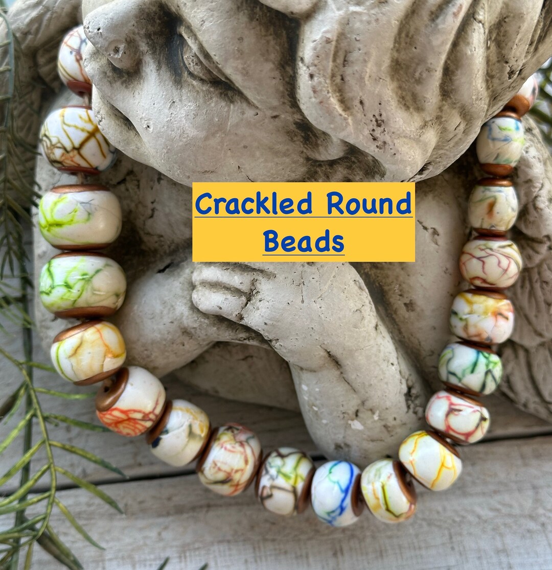 Crackled, Capped Round Beads - Etsy
