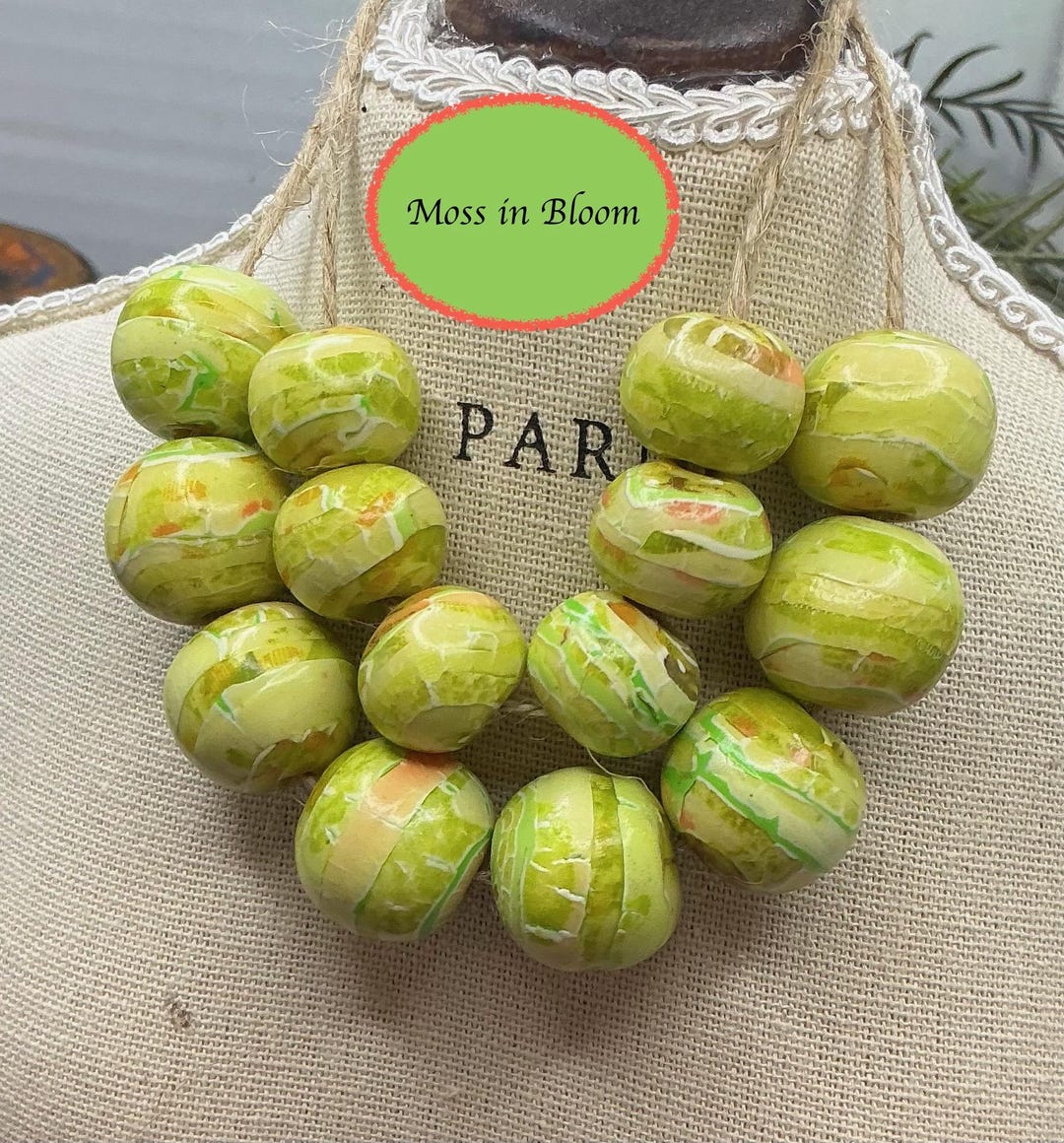 Moss in Bloom Series, the Beads.........pink Round and Tube Beads ...
