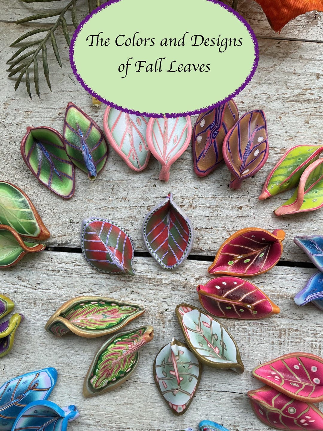 NEW LEAF DESIGNS!!! Polymer Clay Leaf Beads: Fall Colors Dangle Charms ...