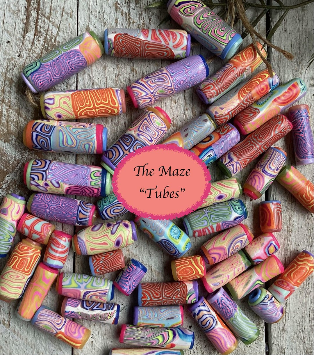 Polymer Clay Tube Beads: Maze Pattern Jewelry Making - Etsy
