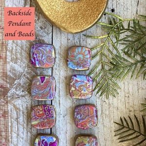 Beautiful Abstract Squares....square Pendant and 10 Square Beads ...